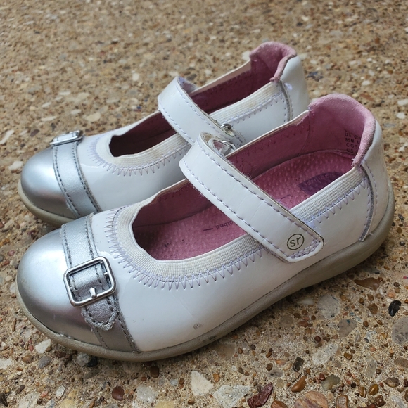 Stride Rite | Shoes | Stride Rite Chandra White Silver Patent Leather ...